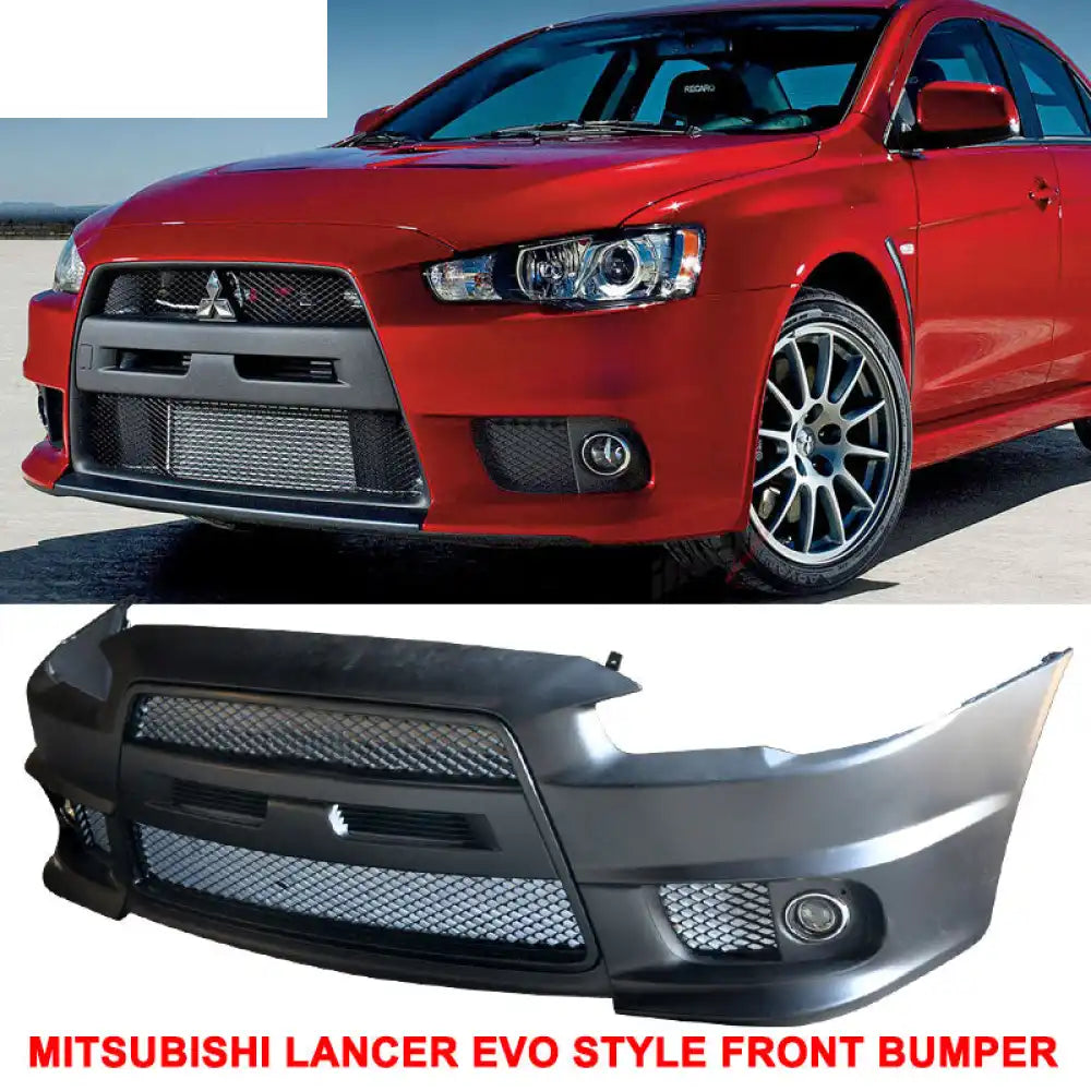 2008-2015 Mitsubishi Lancer EVO Style Front Bumper Cover W/ Fog Lights ...