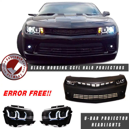 2014-2015 Chevy Camaro SS Style Front Bumper Cover CCFL Halo Headlight ...
