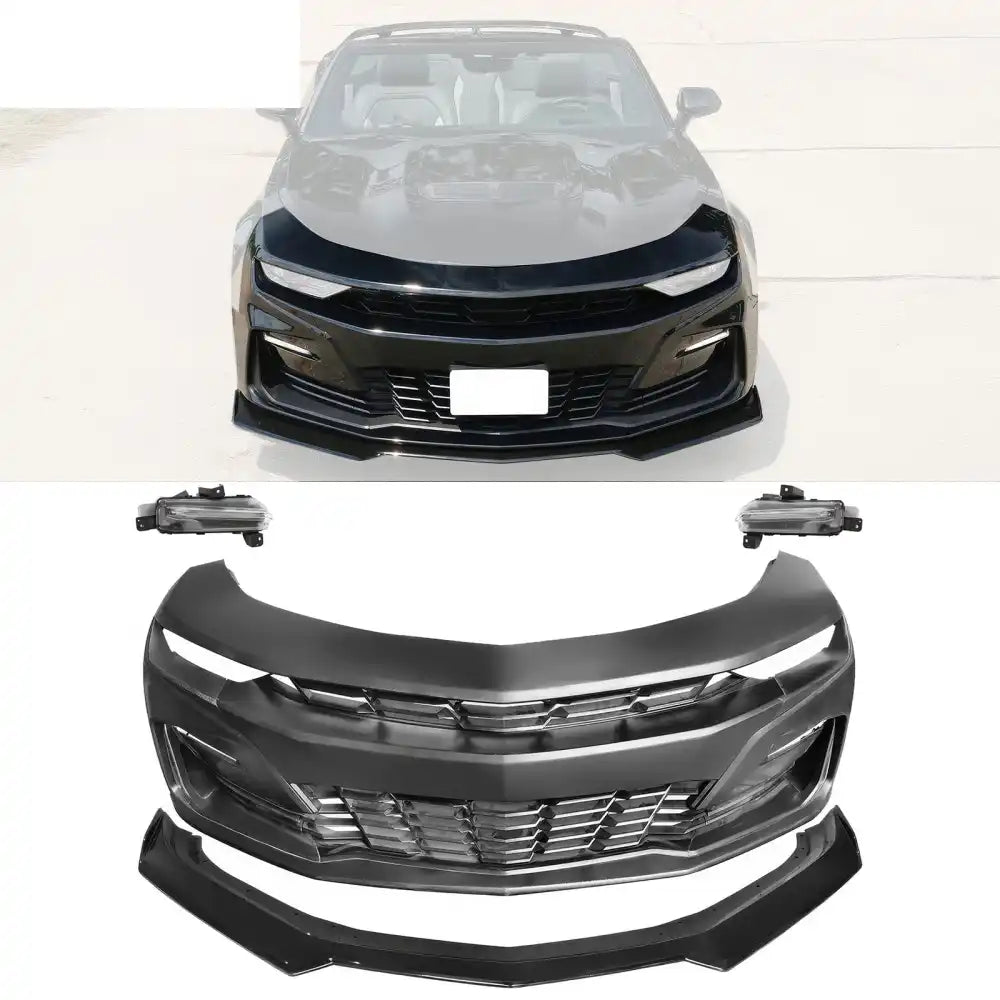 2019-2024 Chevy Camaro SS Unpainted Front Bumper DRL Gloss Black Lip ...
